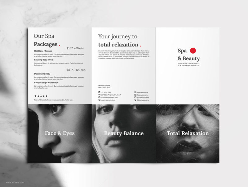 Spa Trifold Template - ALFAERA - CorelDRAW Templates Catalog Magazine ...